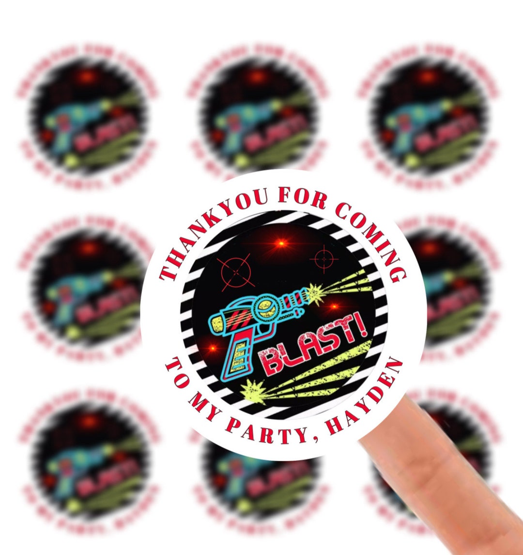 Personalised Birthday Stickers Label - Laser Tag Quest Birthday Party ...