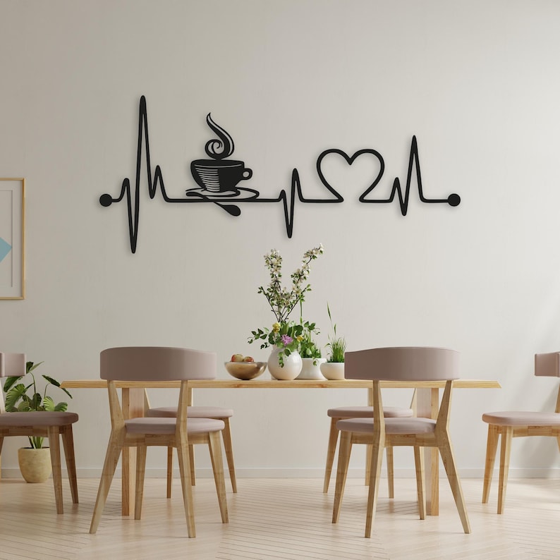 Modern Coffee Heartbeat Metal Wall Art: Barista Decor - Etsy