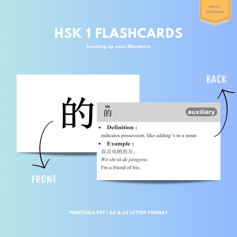 HSK 1 Flashcards Bundle With Worksheets, Chinese Learning Set, Study ...