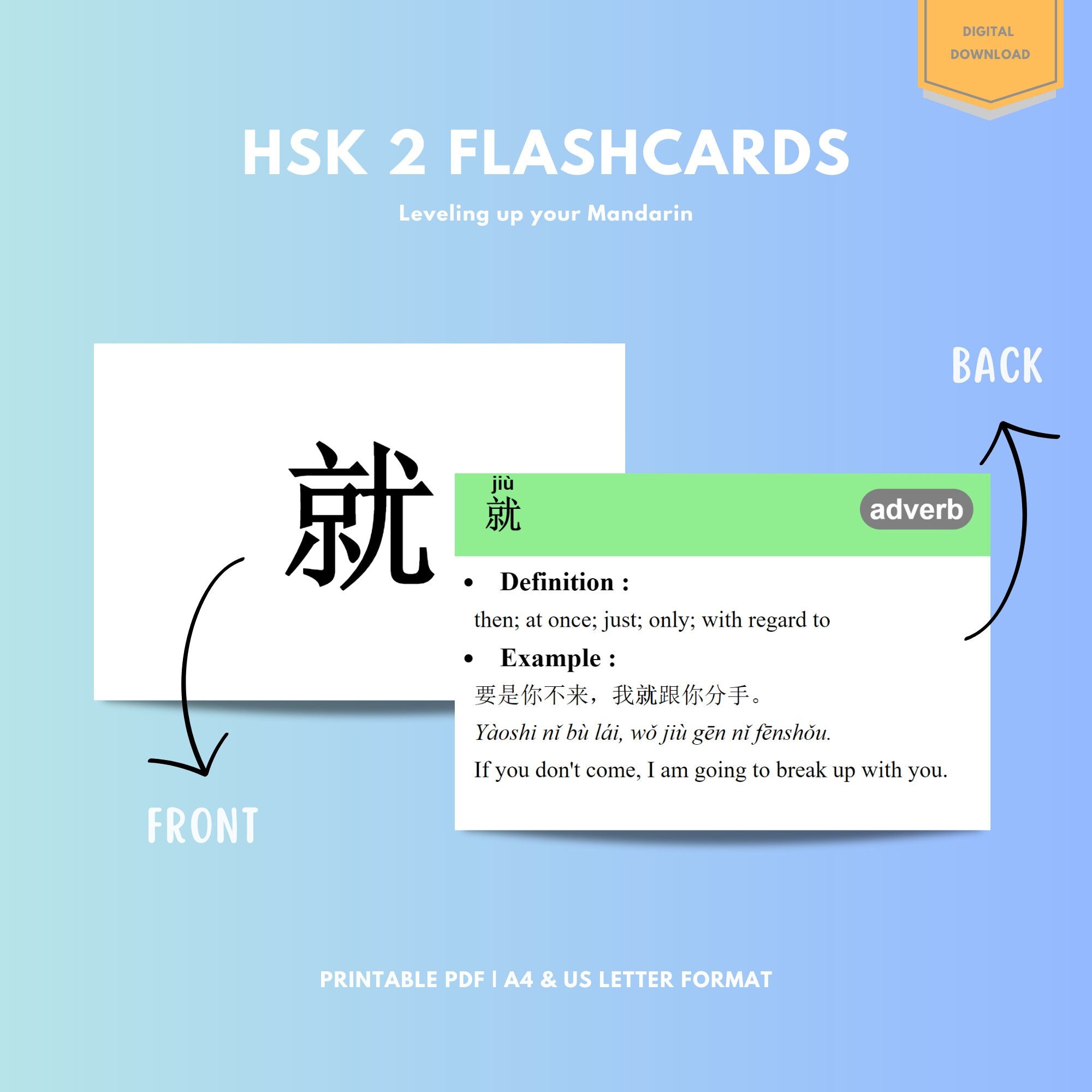 HSK 2 Flashcards Bundle With Worksheets, Chinese Learning Set, Study ...