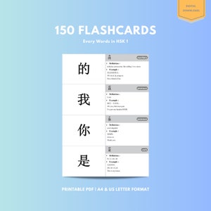 HSK 1 Flashcards Bundle With Worksheets, Chinese Learning Set, Study ...
