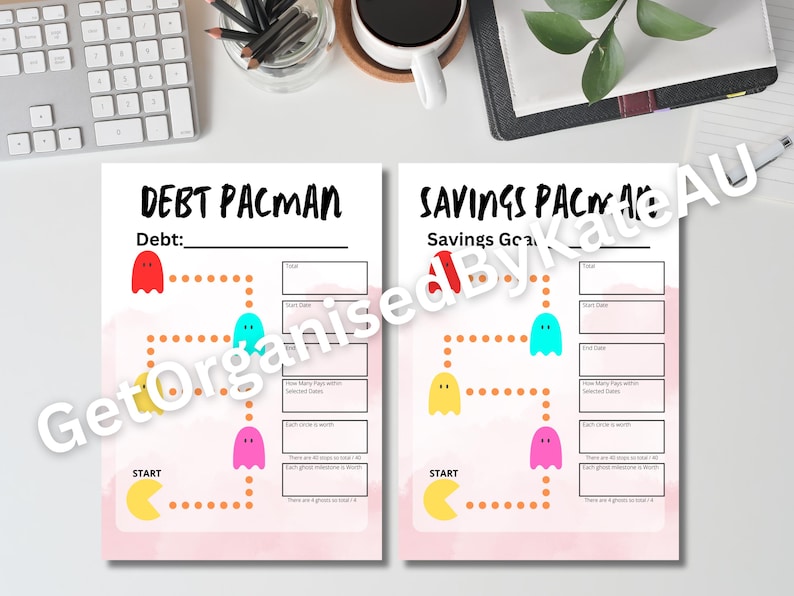 Printable Pacman Savings & Debt Tracker (pink) – Fun Budgeting PDF A4 ...