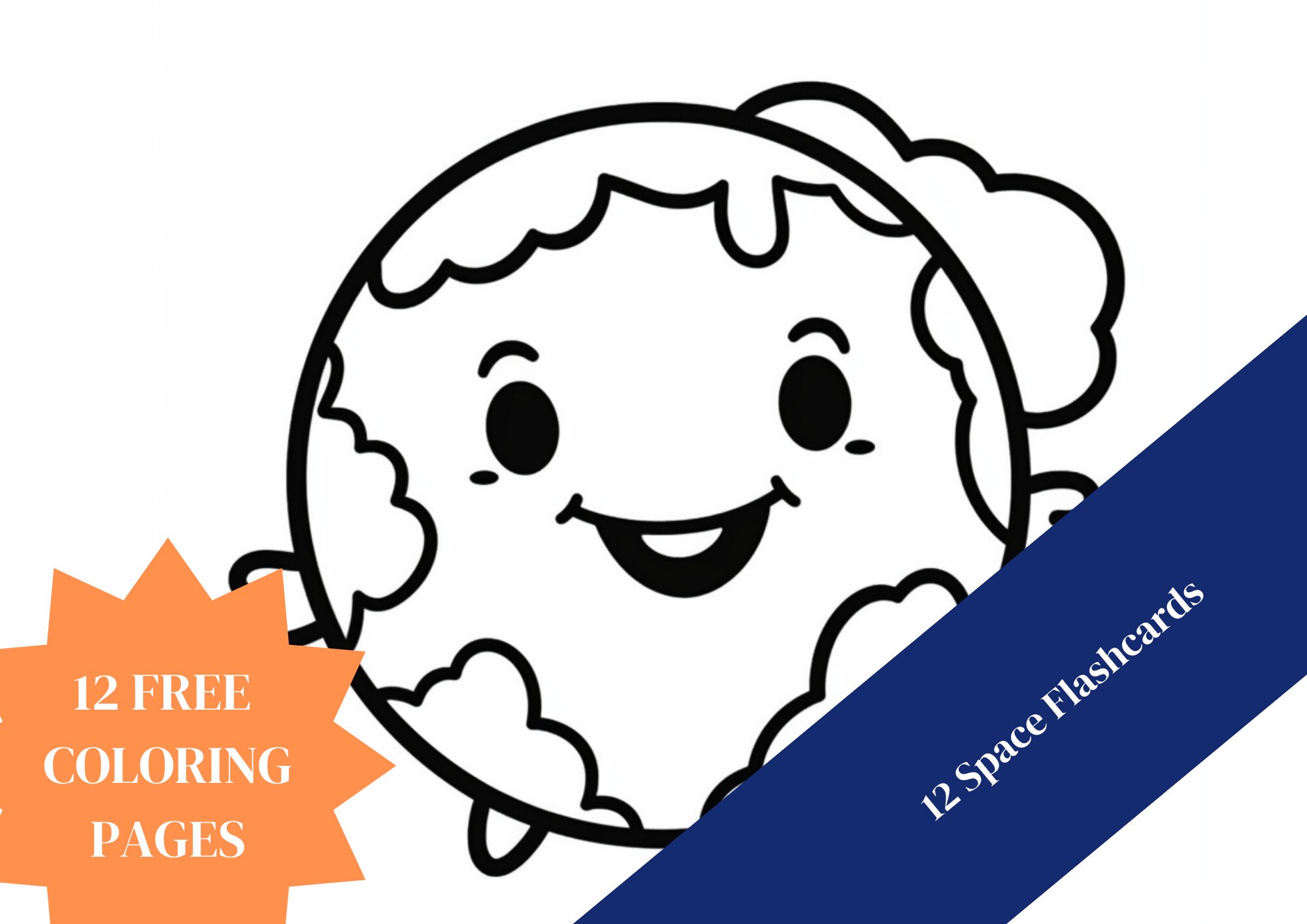 12 Fun Space Flashcards Set With Free Coloring Pages for Kids' Learning ...