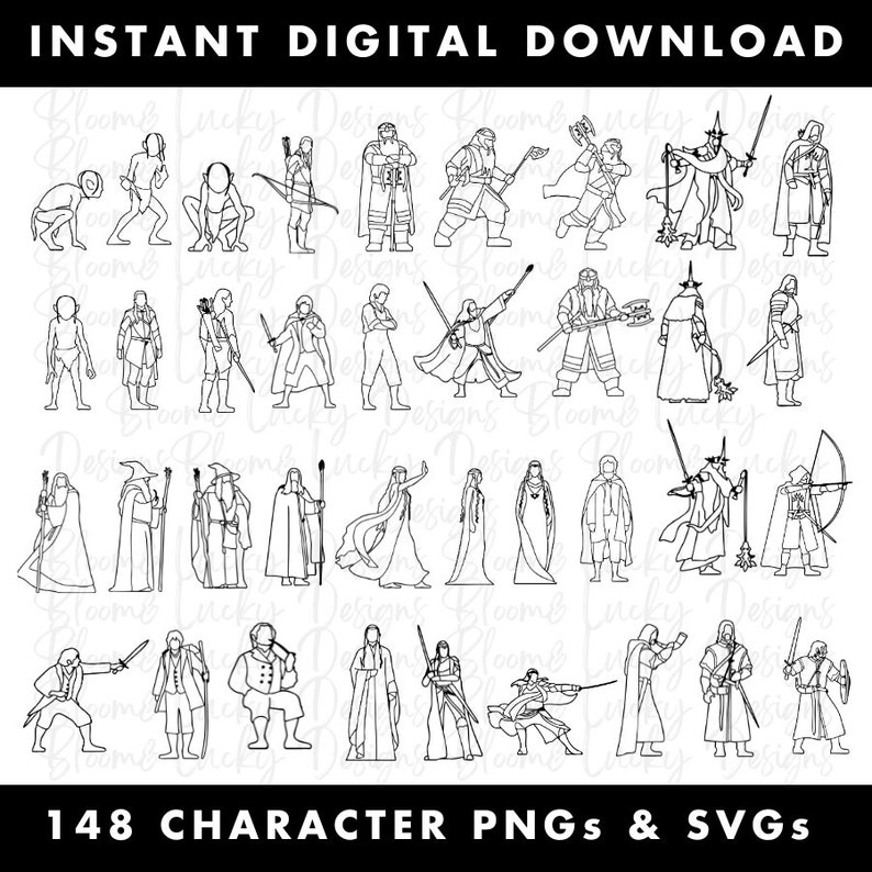 Lord of the Rings Vector Logo Bundle 148 LOTR Characters SVG, PNG Files ...
