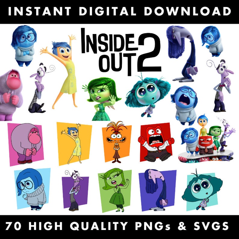 Inside Out 2 Character Clipart PNG Bundle Inside Out 2 Digital Download ...