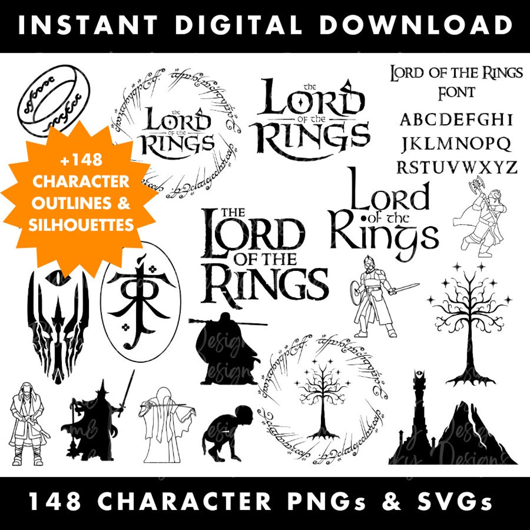 Lord of the Rings Vector Logo Bundle 148 LOTR Characters SVG, PNG Files ...