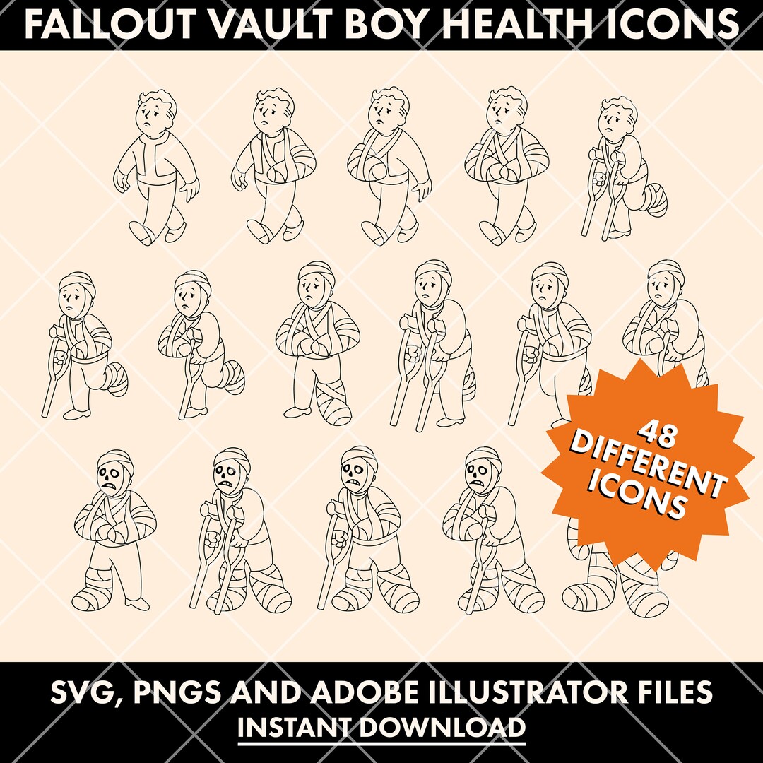 Fallout Game Series Vault Boy Health Icons Digital Download Designs ...