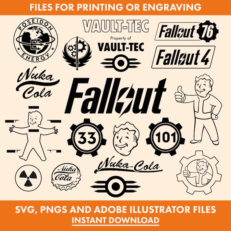 Fallout Series Digital Download Designs Outline Files SVG, Pngs and ...
