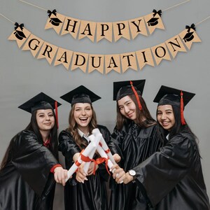 Happy Graduation Bunting Banner, Customized Burlap Pennants, Celebrate ...