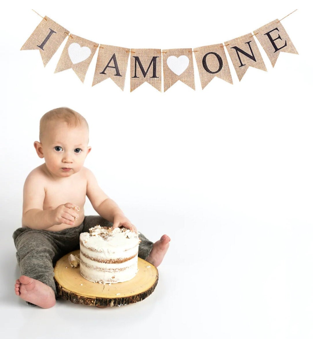 I AM ONE Banner for I'm One Birthday Party - Rustic Burlap Birthday ...