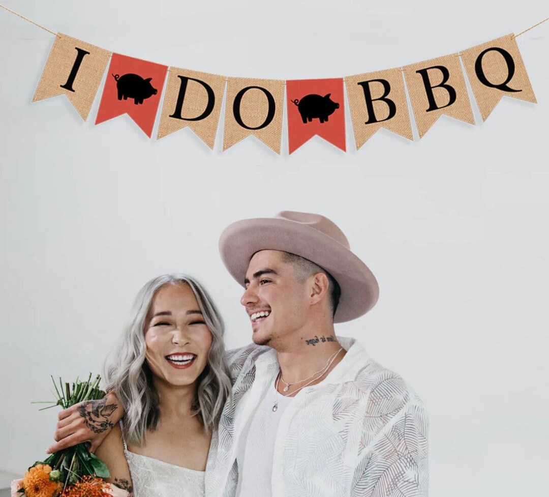 I DO BBQ Banner, Couples Shower, Wedding Burlap Sign, Engagement Photo ...