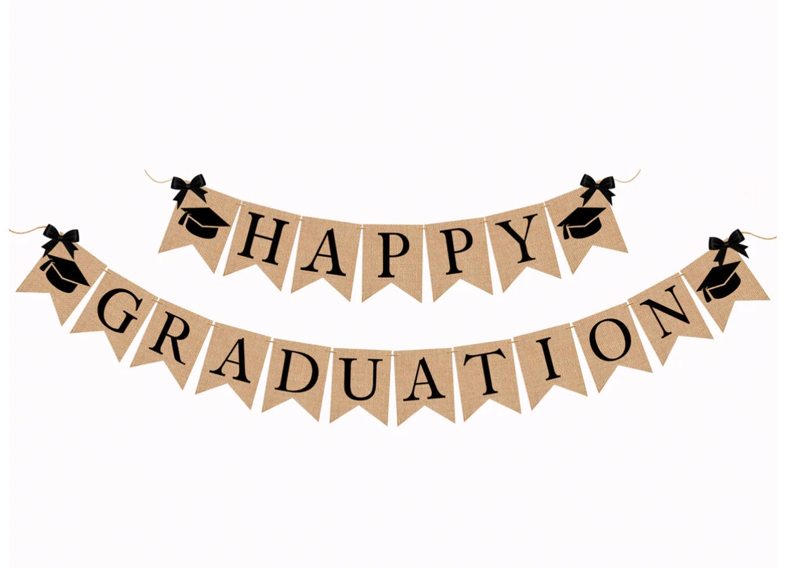 Happy Graduation Bunting Banner, Customized Burlap Pennants, Celebrate ...