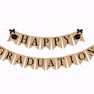 Happy Graduation Bunting Banner, Customized Burlap Pennants, Celebrate ...