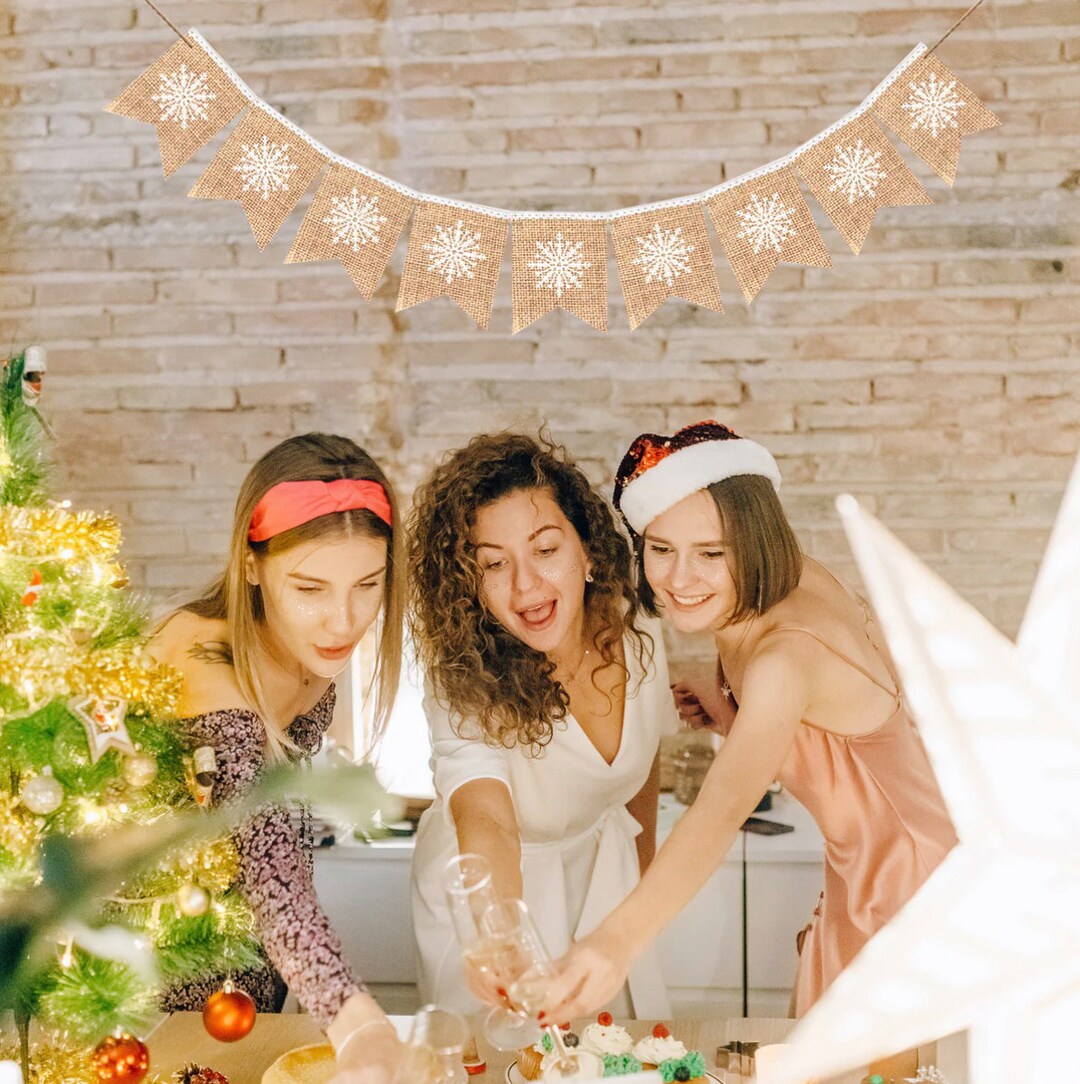 SNOWFLAKE BURLAP BANNER, Snowflake Garland, Winter Banner, Christmas ...