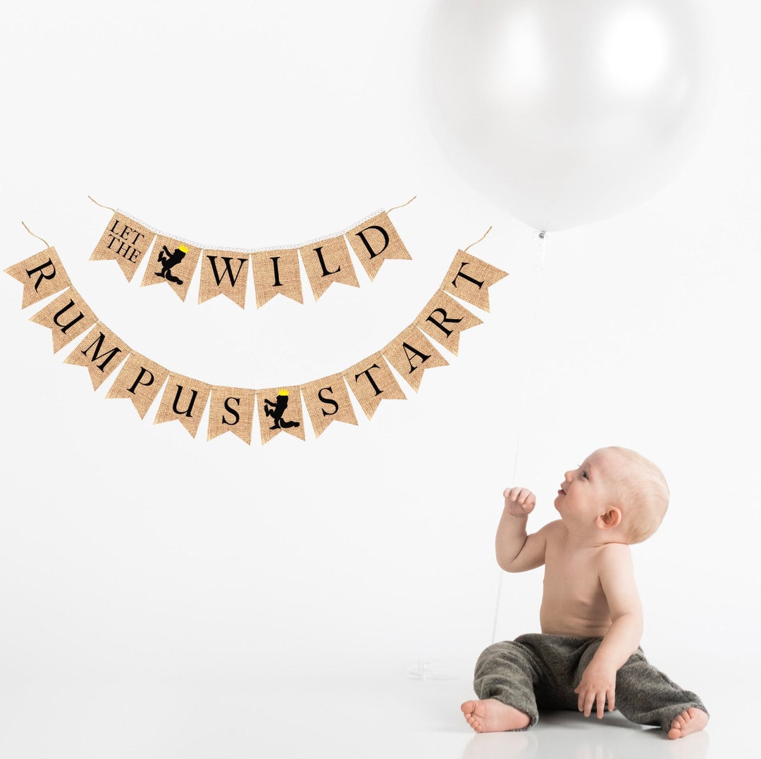 WILD Rumpus 1st Birthday Banner - Rustic Burlap Bunting for Baby's ...