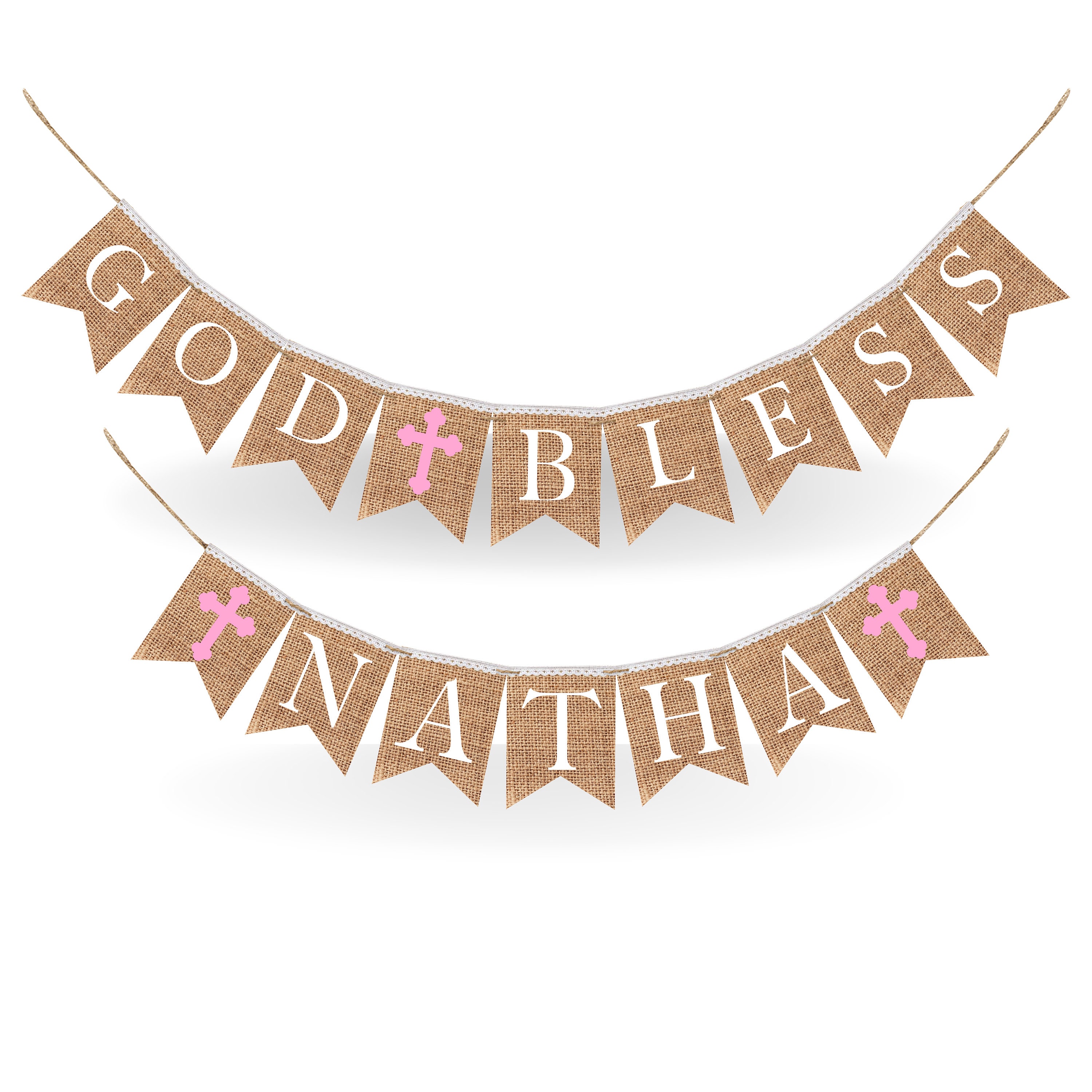 BAPTISM BANNER GIRL Baptism Banner Personalized God Bless Bunting ...