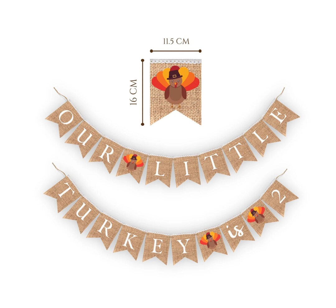 Little Turkey SECOND Birthday Banner - Adorable Thanksgiving Themed ...