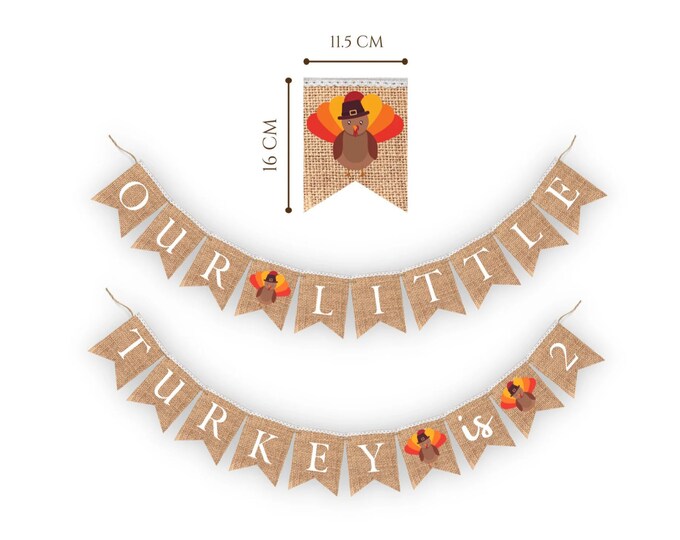 Little Turkey Birthday Banner Turkey Birthday Decorations Name Banner ...