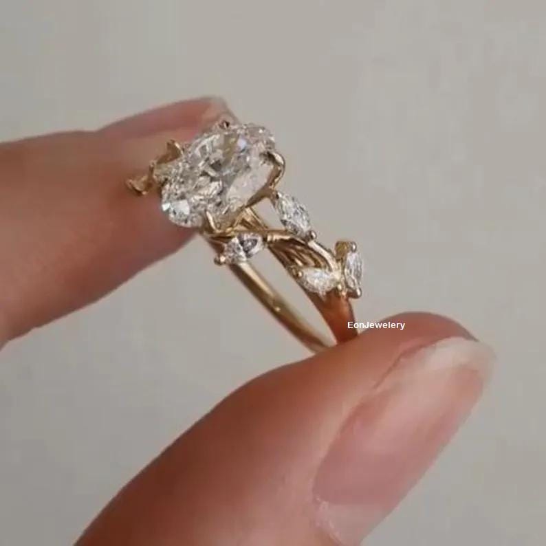 Bague de fiançailles ovale en moissanite 2,5 carats Bague de mariage ...