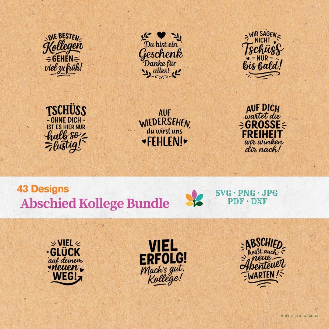 Farewell Colleague SVG Bundle, German Gift Designs, Colleague Farewell ...
