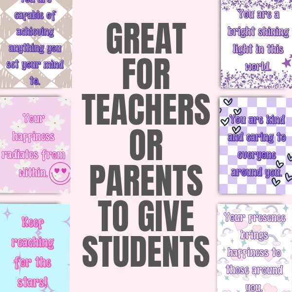 Daily Affirmation Cards for Kids Lunch Box Notes Printable Student ...