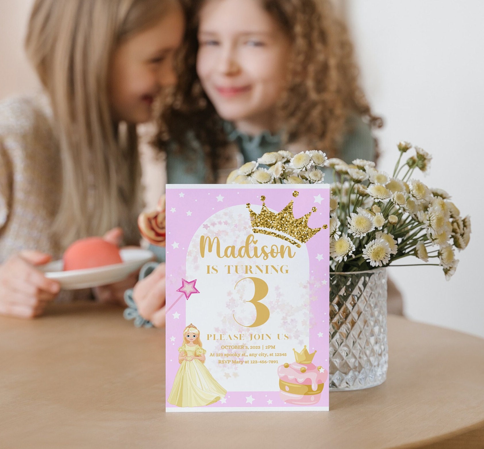 Pink Princess Invitation Birthday Evite Printable Girls Birthday Party ...