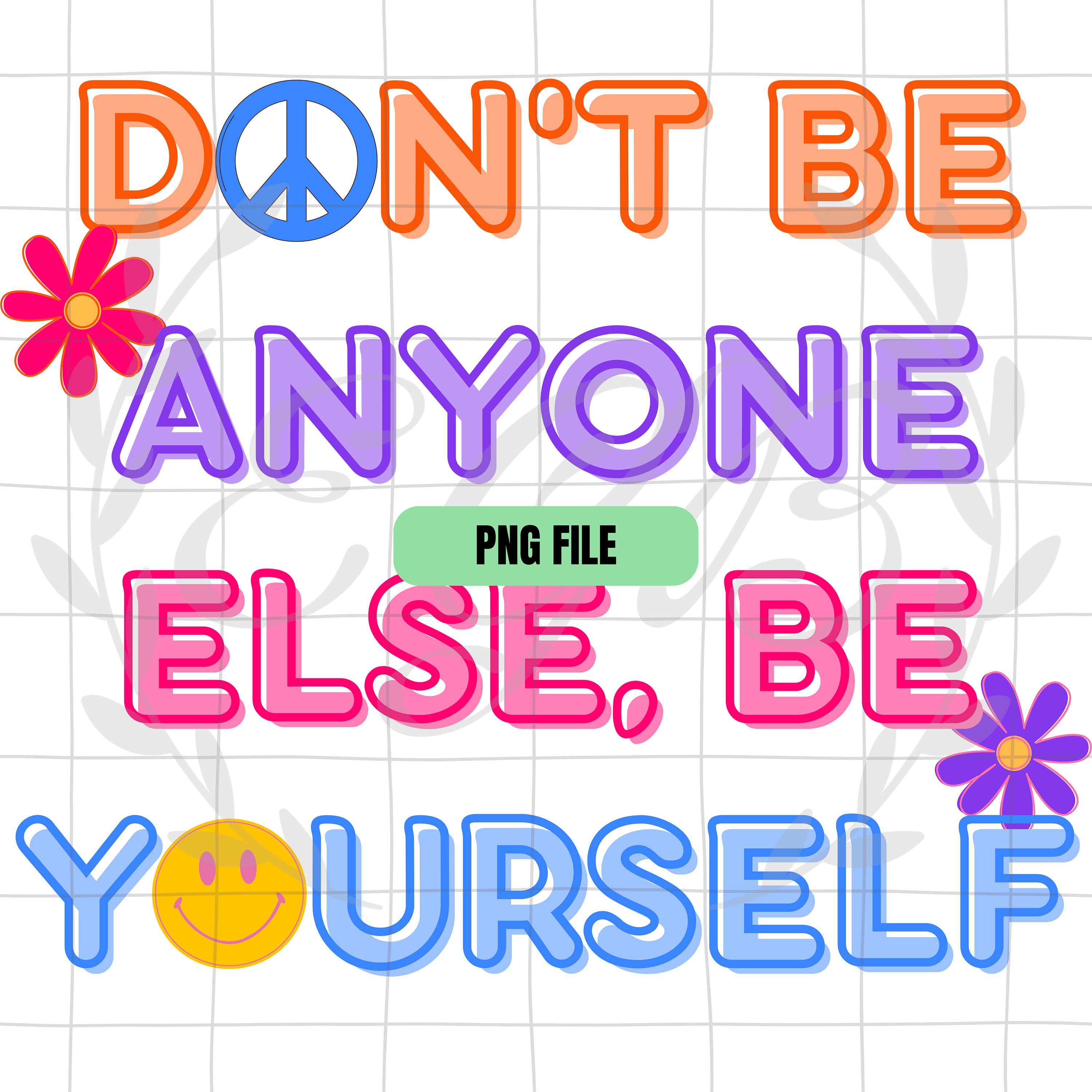 Be Yourself Preppy PNG Aesthetic Shirt Designs Png Files Retro Colorful ...