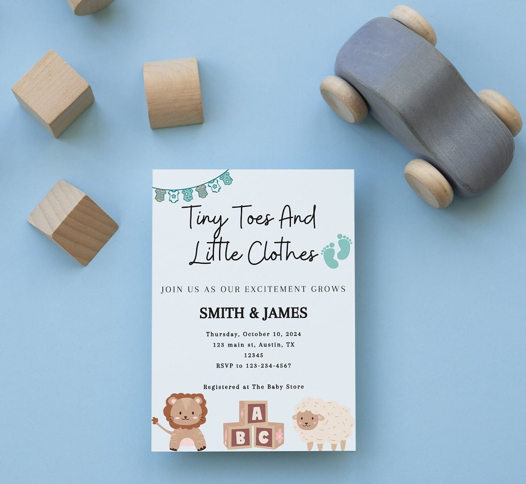 Baby Shower Evites Boy Jungle Printable Baby Shower Animals Invitation ...