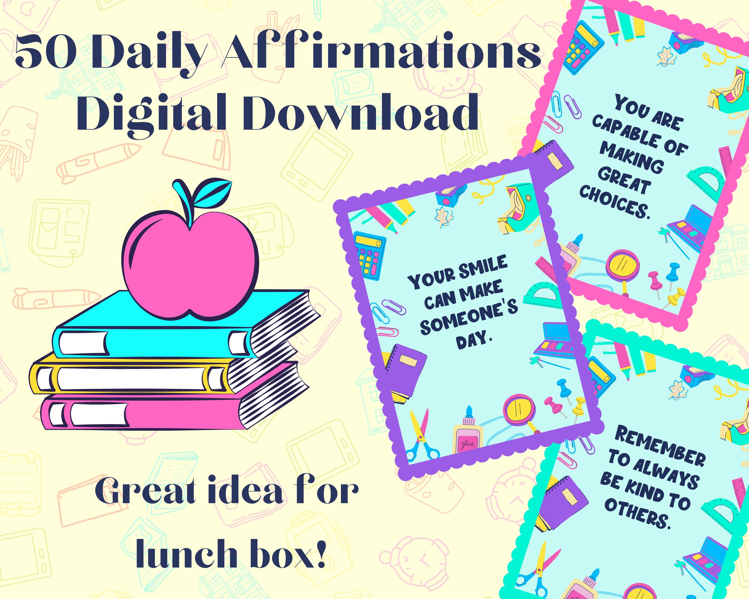 Teacher Affirmation Cards Lunch Box Notes for Kids Printable - Etsy
