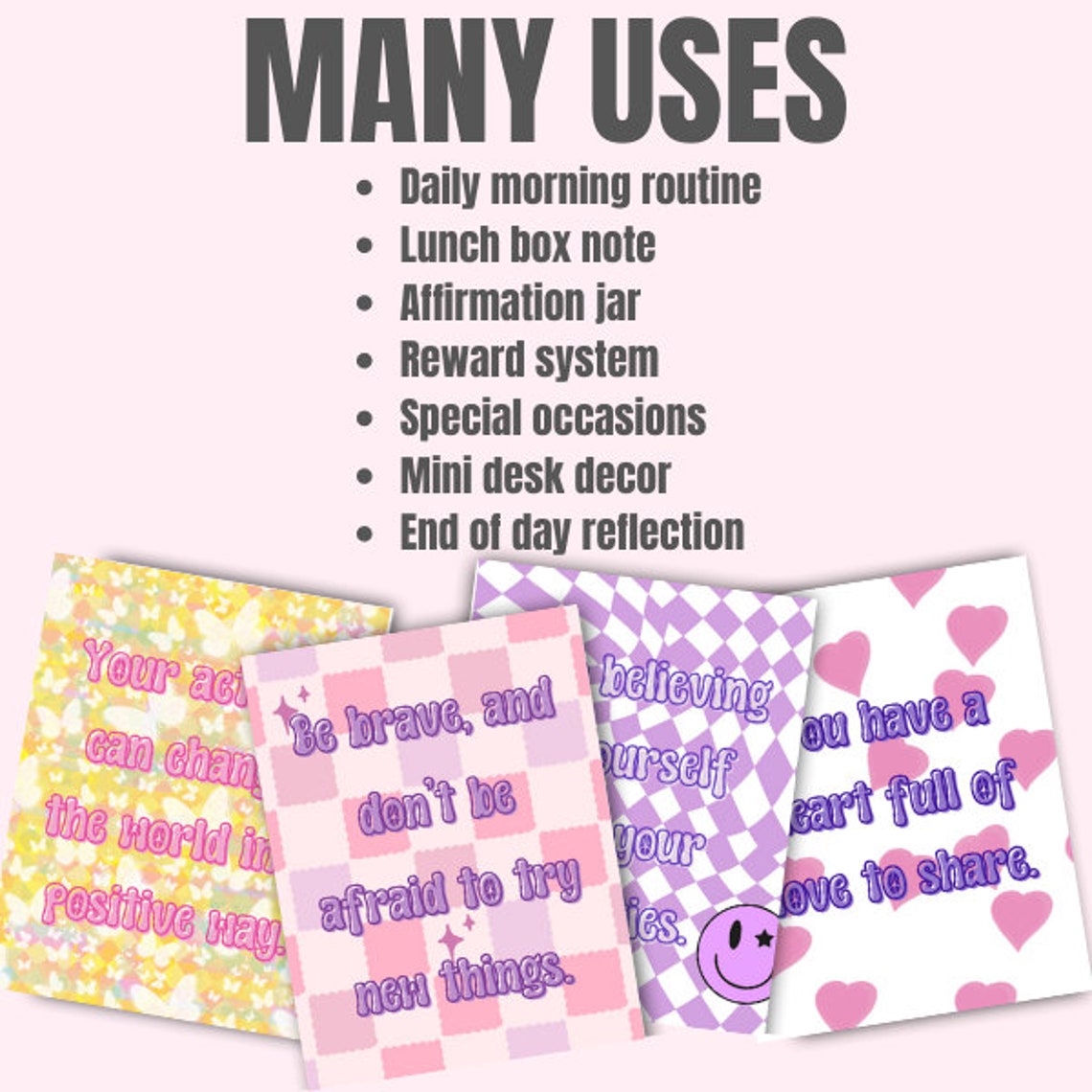 Daily Affirmation Cards for Kids Lunch Box Notes Printable Student ...