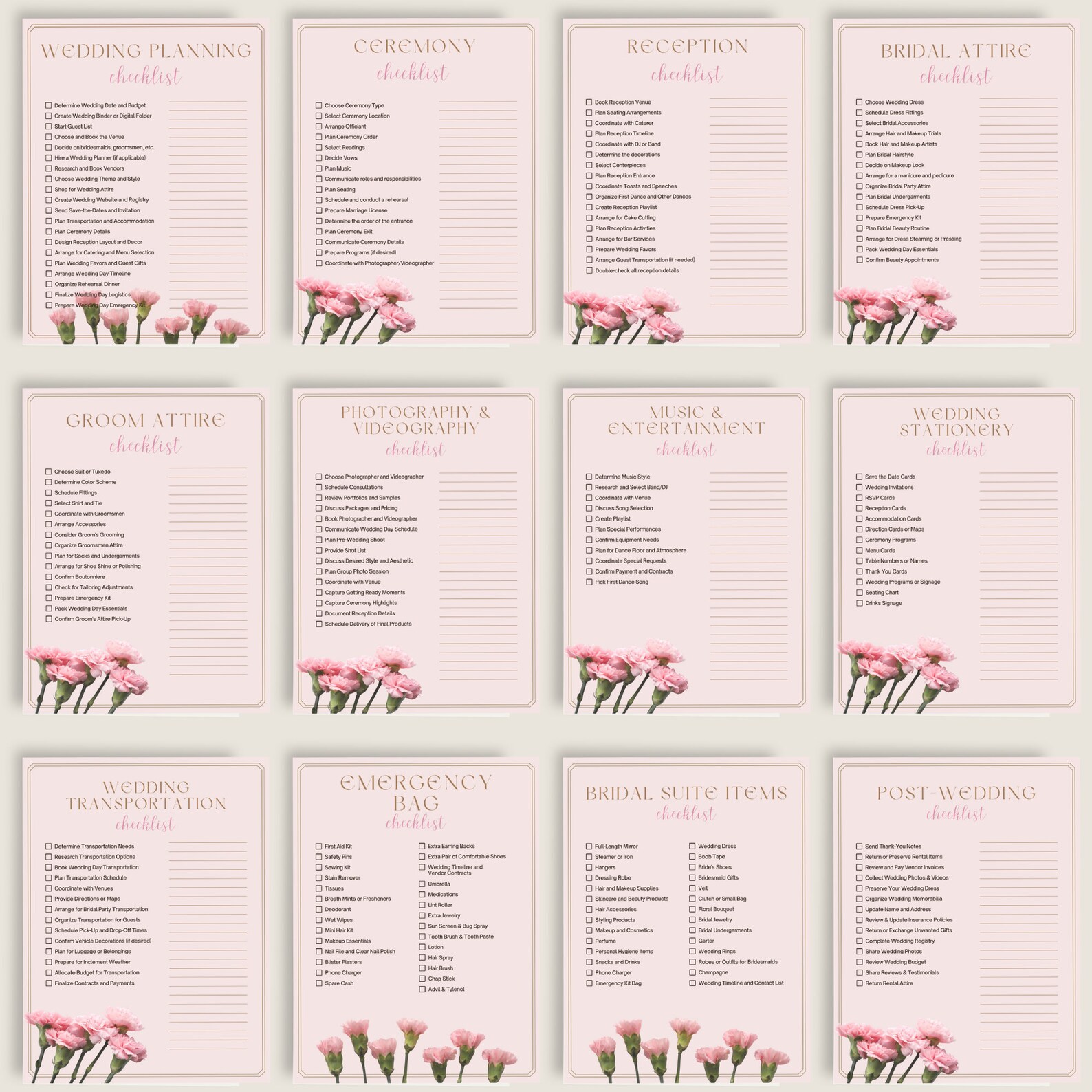 Wedding Planner Printable Template Wedding Planning Checklist Organizer ...