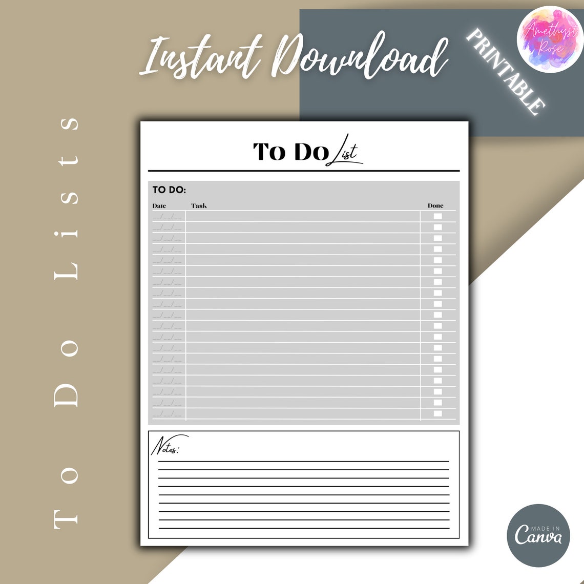 Printable to Do List | Planner Checklist | A4 Size | PDF - Etsy