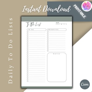 Printable Daily to Do List | Daily Planner Checklist | A4 Size | PDF - Etsy
