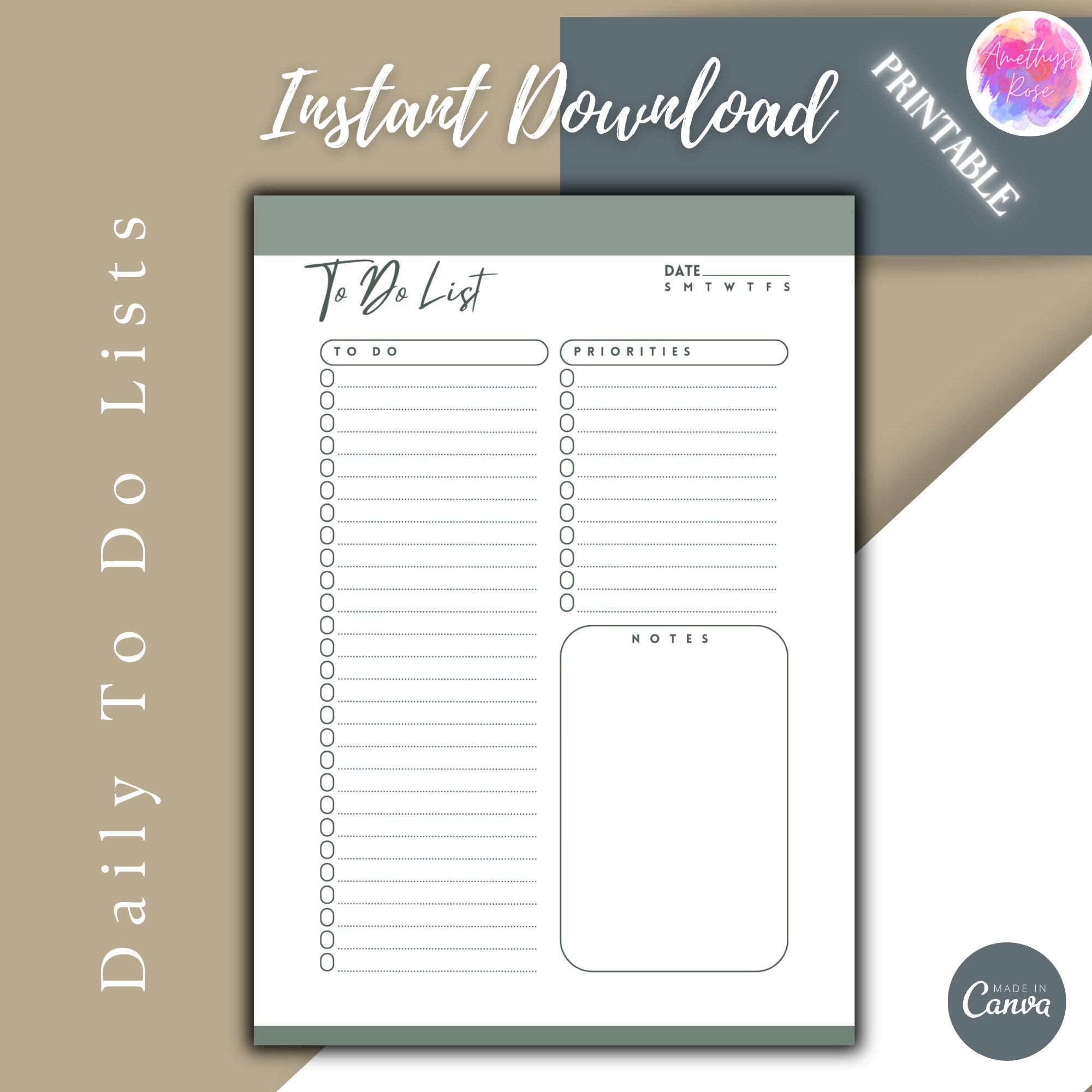 Printable Daily to Do List | Daily Planner Checklist | A4 Size | PDF - Etsy