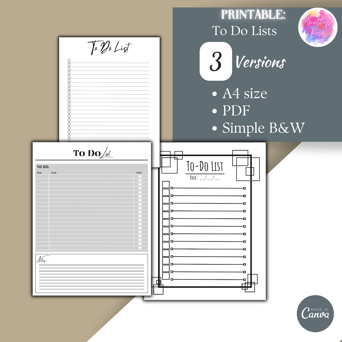 Printable to Do List | Planner Checklist | A4 Size | PDF - Etsy