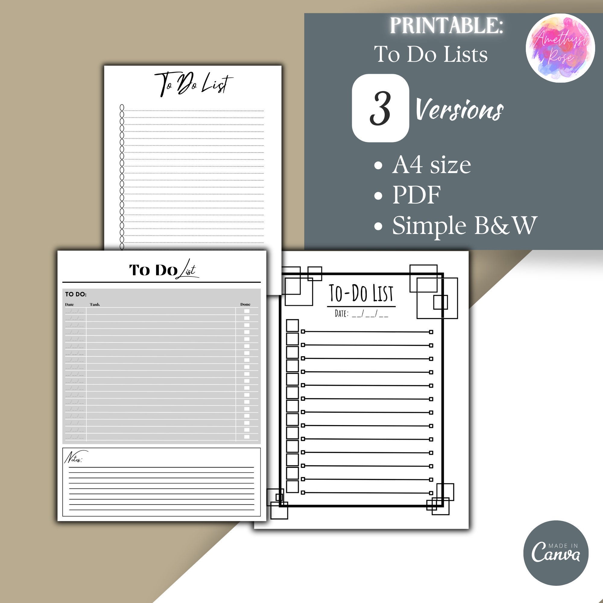 Printable to Do List | Planner Checklist | A4 Size | PDF - Etsy
