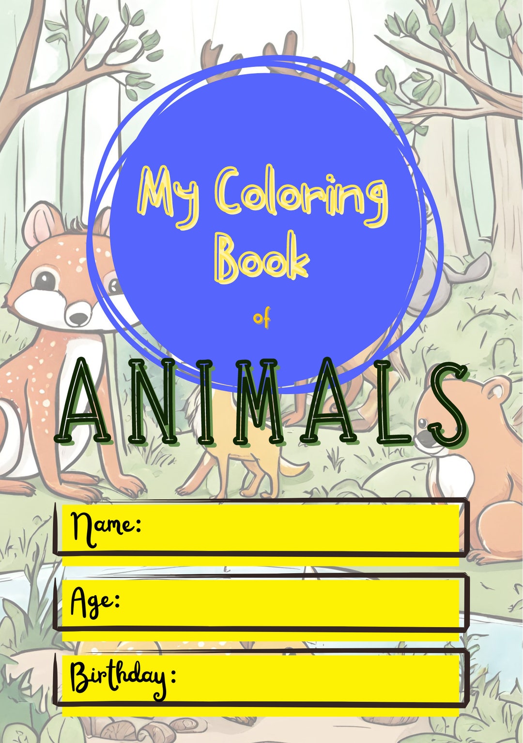 36 Animal Coloring Pages, Printable Coloring Book for Kids and Adults ...