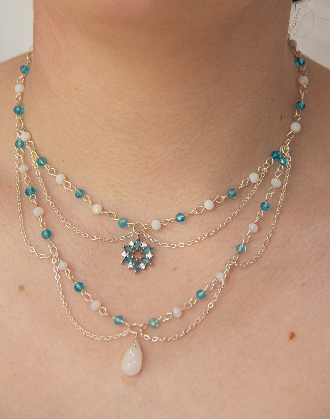 Handmade Dainty Delicate Ethereal Elegant Silver Blue White Crystal ...