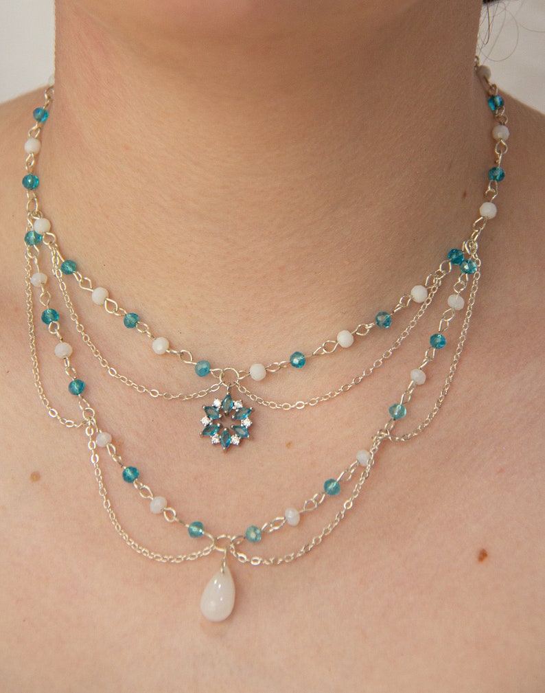 Handmade Dainty Delicate Ethereal Elegant Silver Blue White Crystal ...