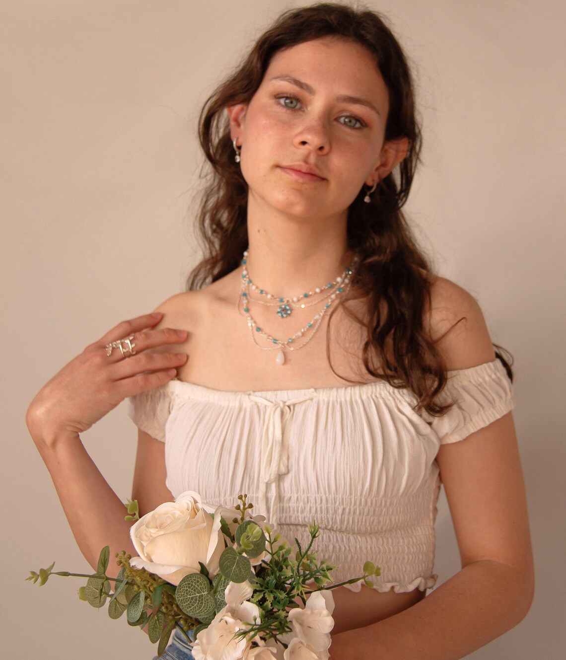 Handmade Dainty Delicate Ethereal Elegant Silver Blue White Crystal ...