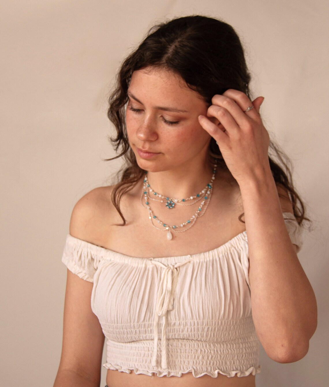 Handmade Dainty Delicate Ethereal Elegant Silver Blue White Crystal ...