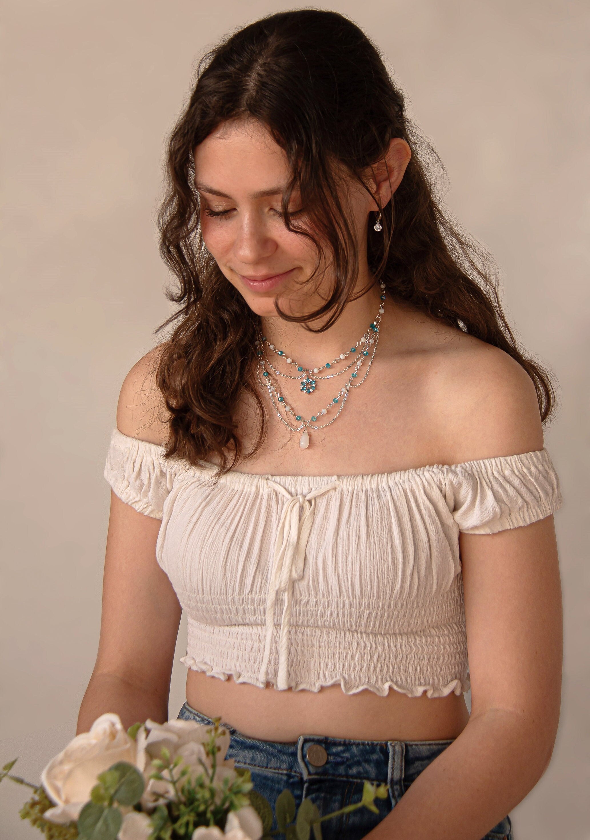 Handmade Dainty Delicate Ethereal Elegant Silver Blue White Crystal ...