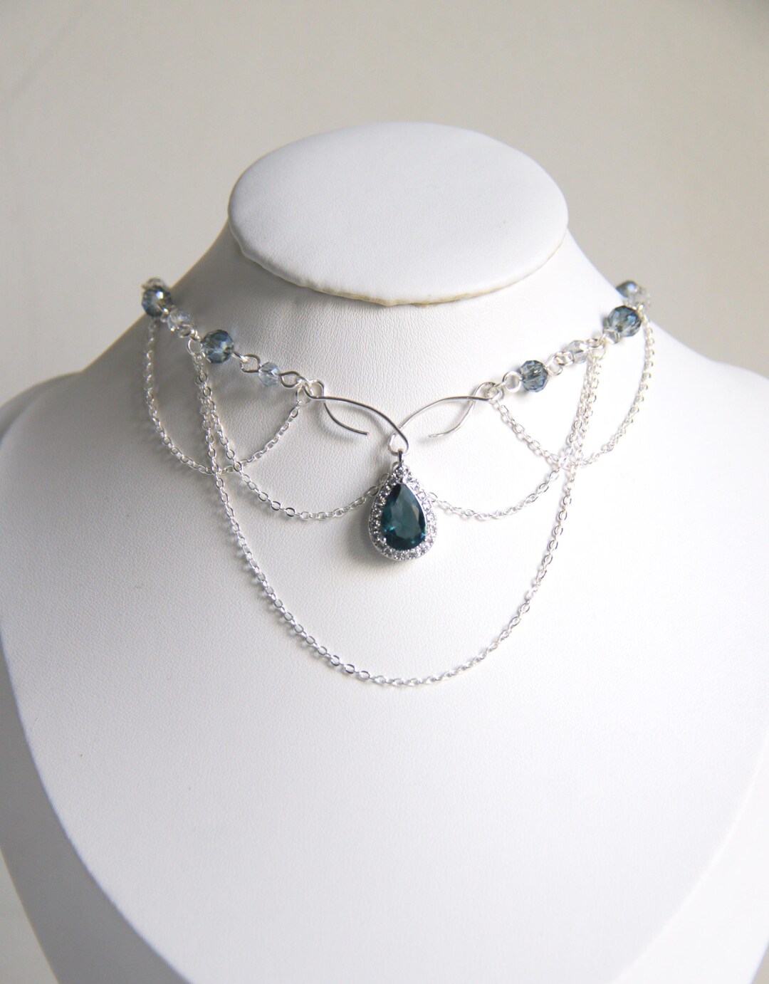Exclusive Handmade Ethereal Delicate Dainty Elegant Silver Deep Blue ...