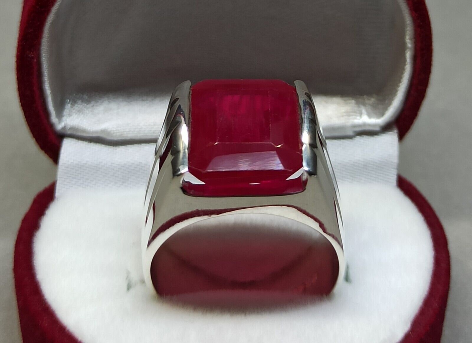 Red Ruby Ring, Men 925k Silver Ring, Genuine 15 Carat Ruby Ring ...