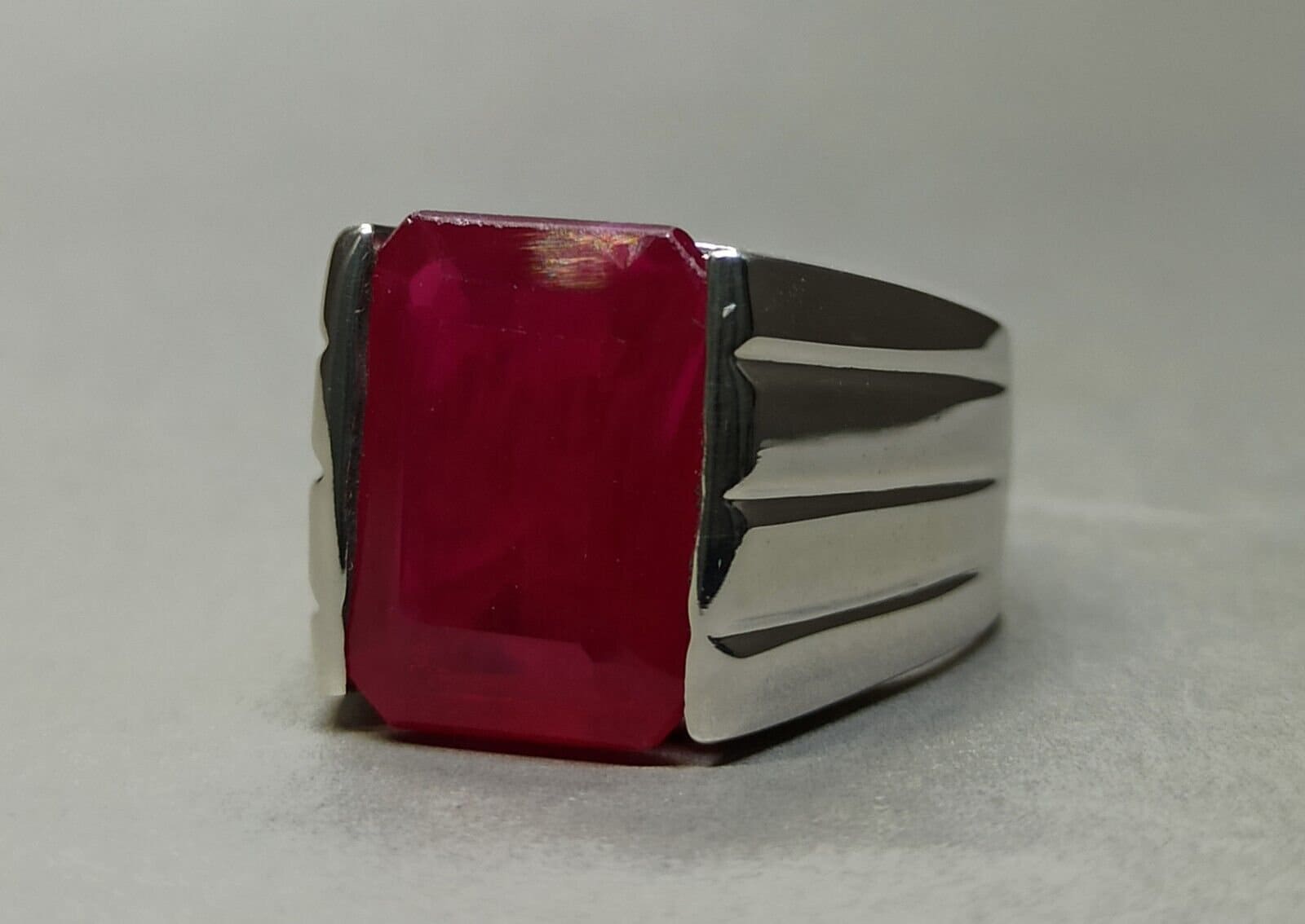 Red Ruby Ring, Men 925k Silver Ring, Genuine 15 Carat Ruby Ring ...
