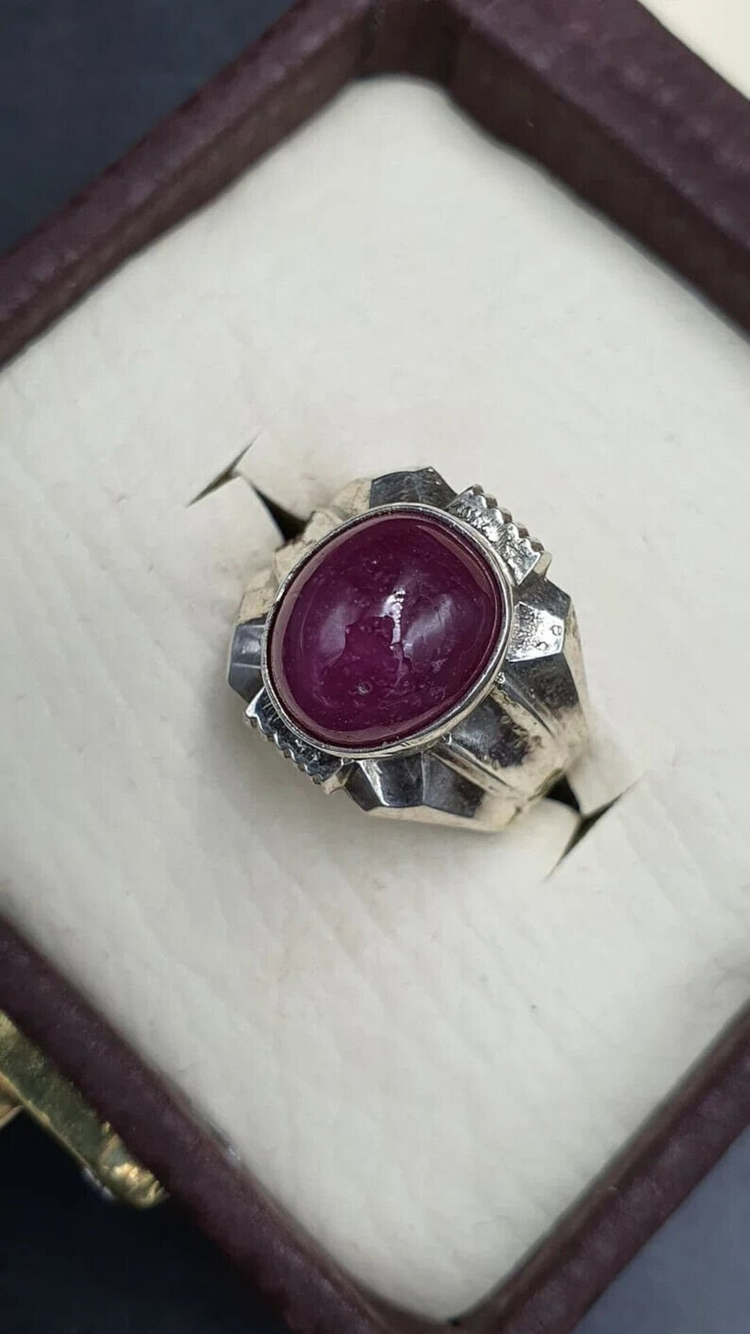Men's Red Ruby Ring, Handmade Silver Ring, Genuine Ruby Solitaire Ring ...