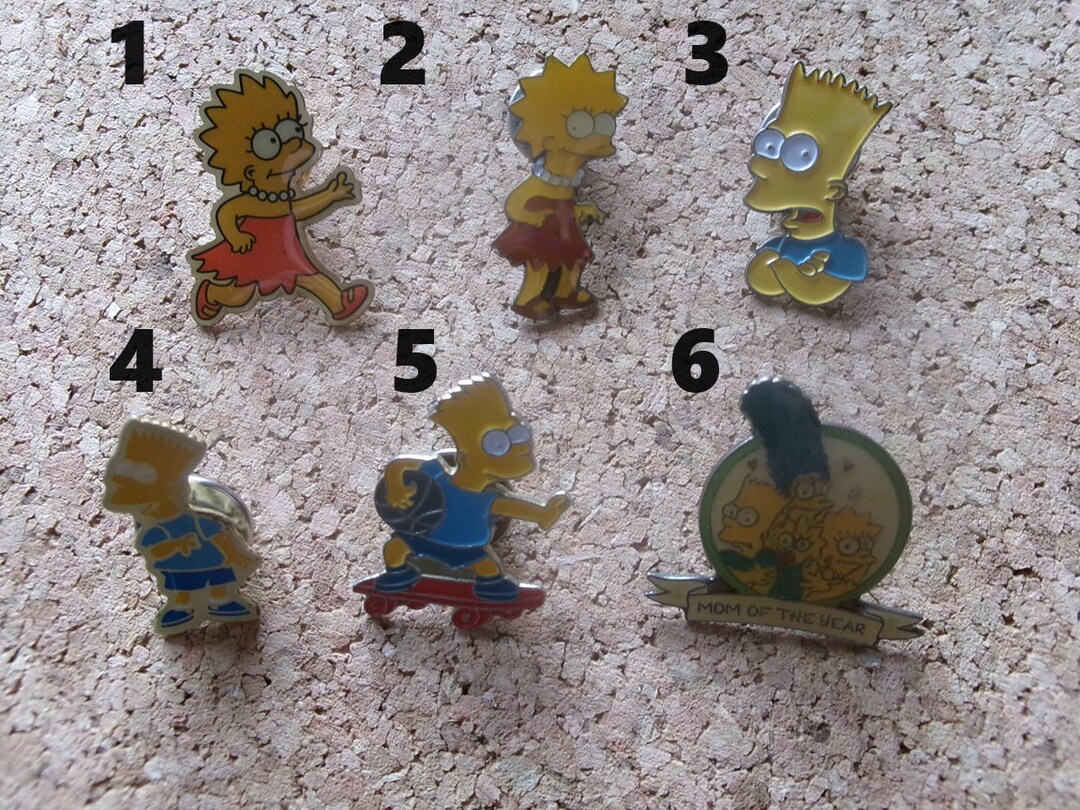 Vintage Simpsons Pins simpson Pin Cartoon Homer, Marge, Bart, Lisa ...