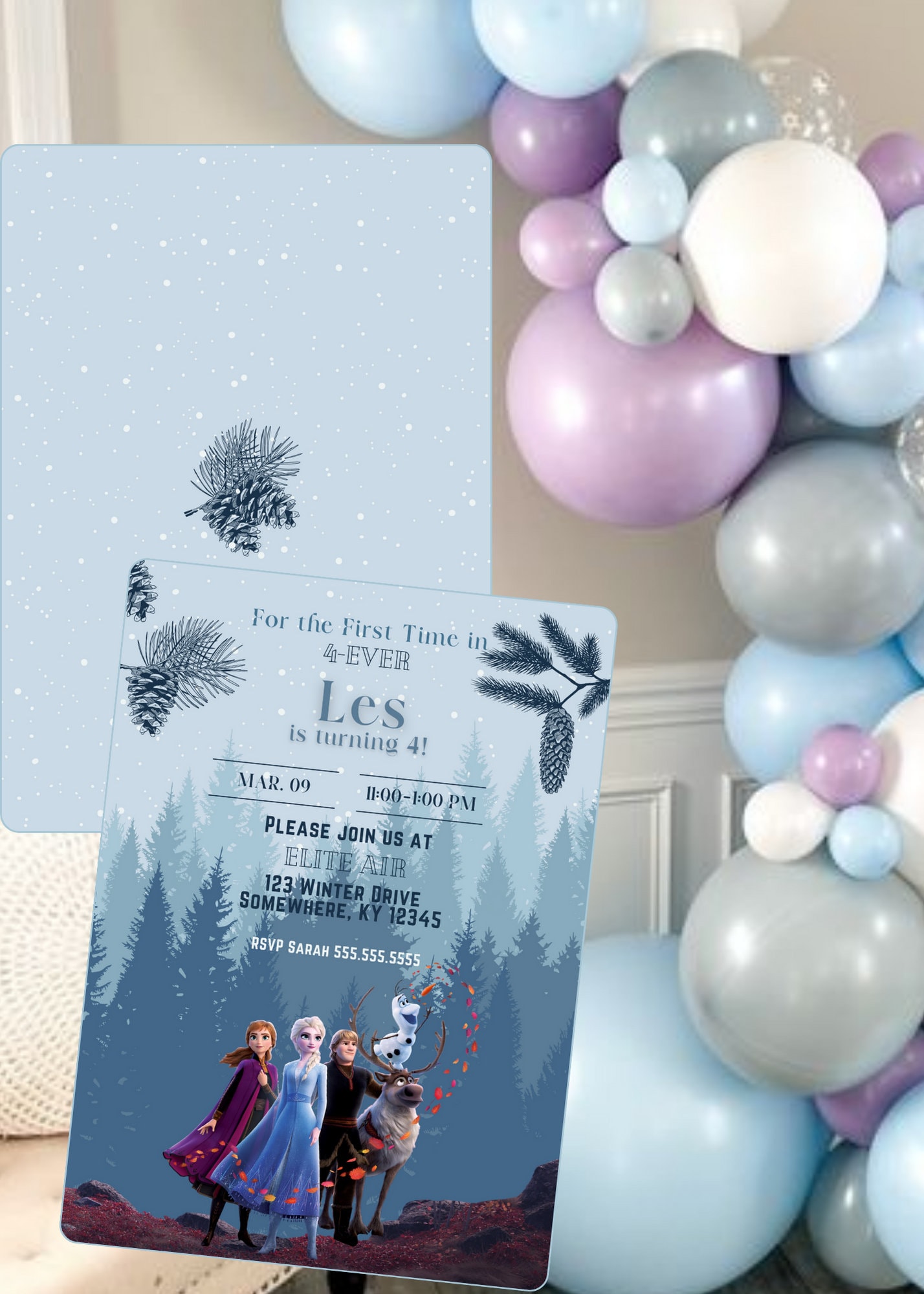 Frozen Birthday Party Invitation, Elsa, Anna, Kristoff, Sven, and Olaf ...
