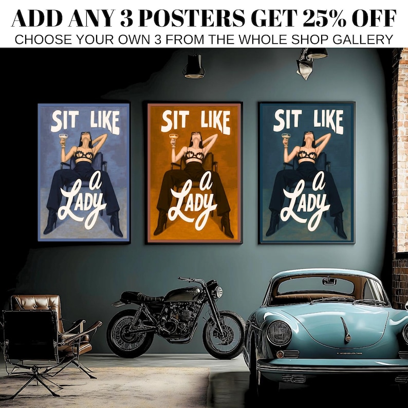 Sit Like A Lady Art Print - Bold Feminine Empowerment Poster - Etsy UK