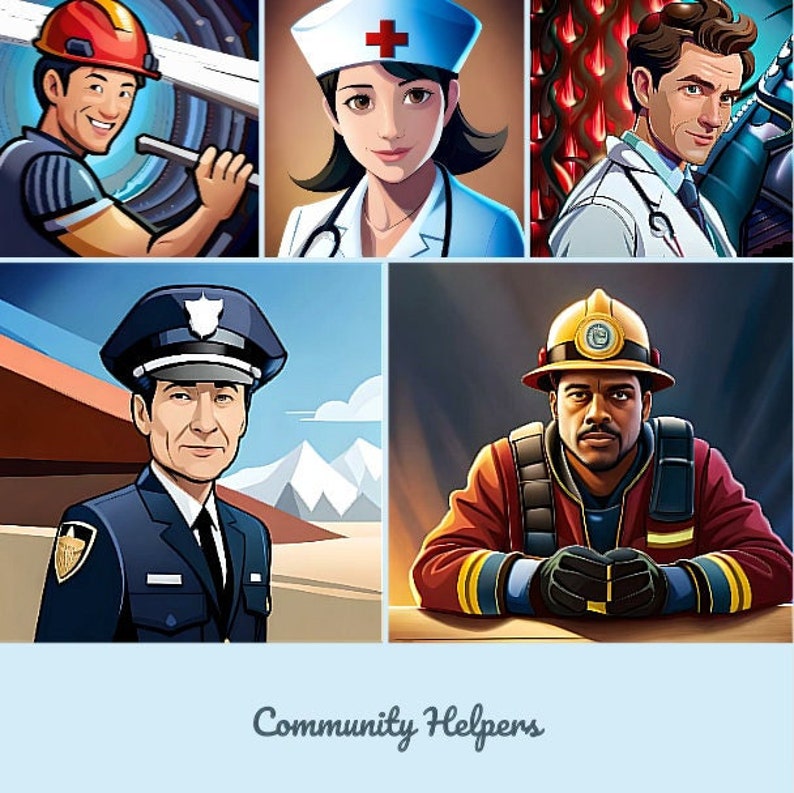 Flashcards on Community Helpers and a Free E-book Included for Coloring ...